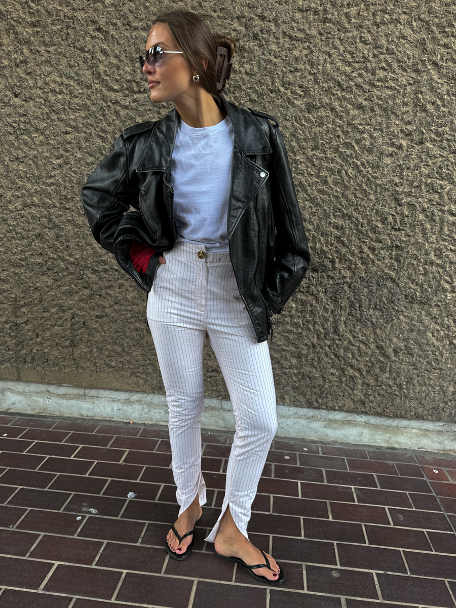 Organic Cotton Red & White Stripe Skinny Trouser | Fanfare Label