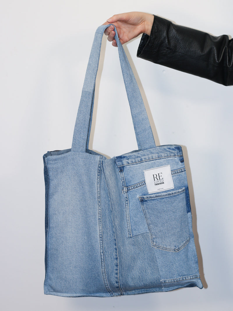 Denim Tote Bag | Upcyled Patchwork Denim