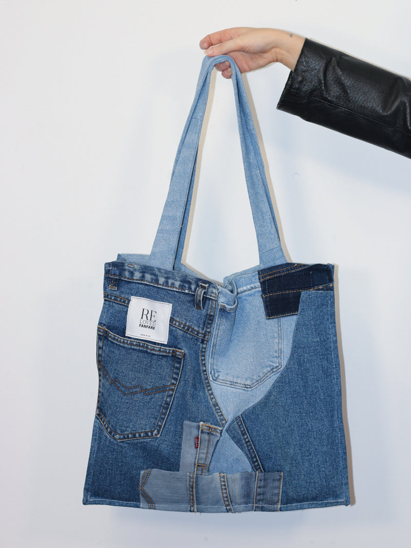 Denim Tote Bag | Upcyled Patchwork Denim
